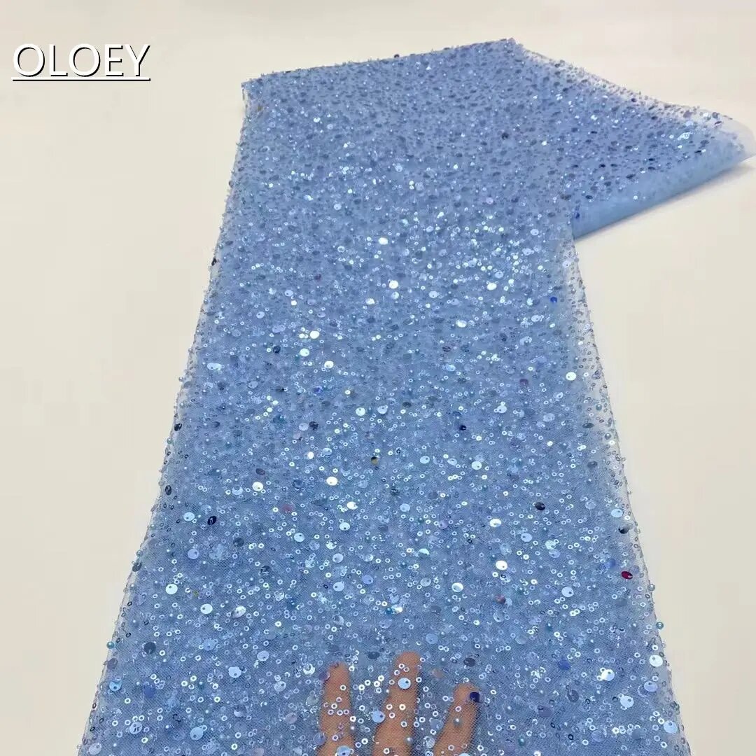 OLOEY Нигерийское кружево с бисером и пайетками для свадьбы XZX3266 As picture1