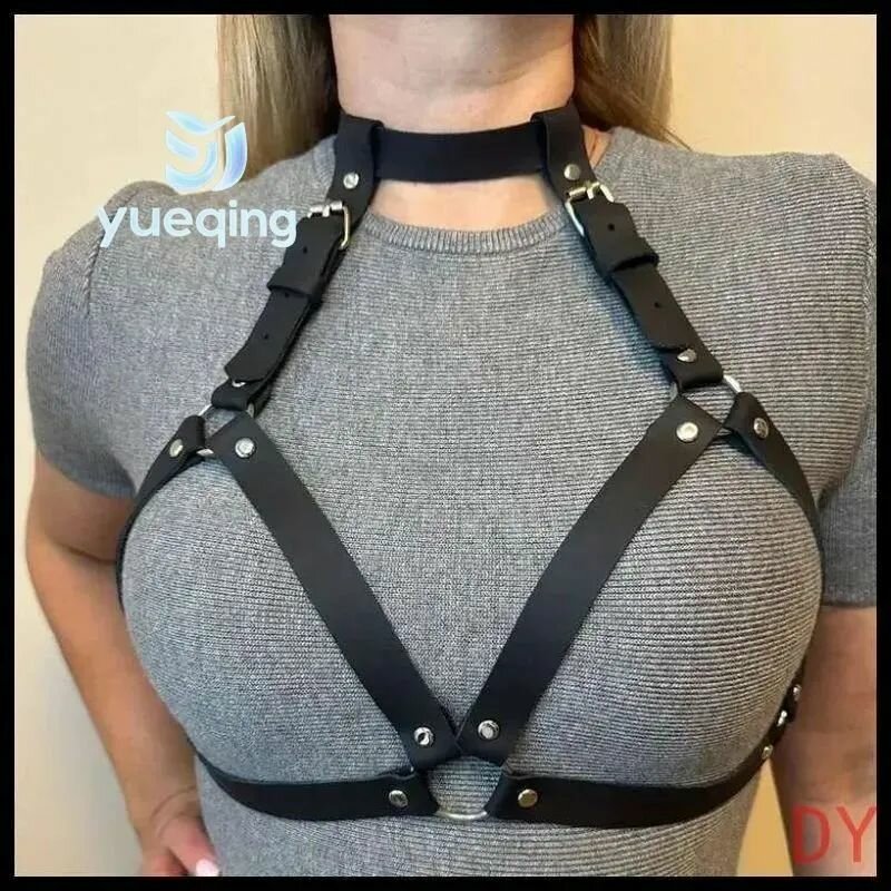 Кожаный нагрудный ремень, связывание груди, сексуальное женское белье, черный