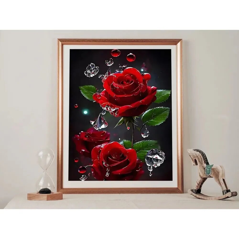 DOBUR Алмазная Картина "Красная Роза", 40x50cm, Бриллианты Круглой, Без Рамы