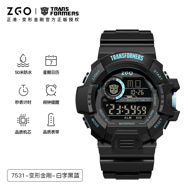 Часы Transformers для мальчиков, учеников начальной и средней школы, водонепроницаемые, светящиеся, спортивные хронографы, детские электронные часы
