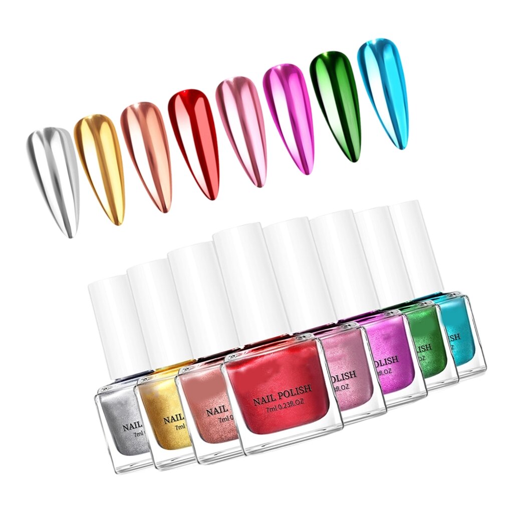 8ШТ Зеркальный Эффект Быстрое Высыхание Не Требуется Свет Яркие Цвета