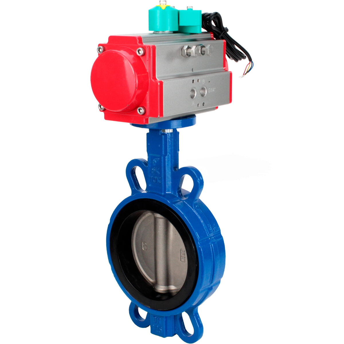 Затвор DN.ru WCB-316-VITON-2W-Fb Ду150 Ру16 с пн. приводом DA-105 и МППП-200
