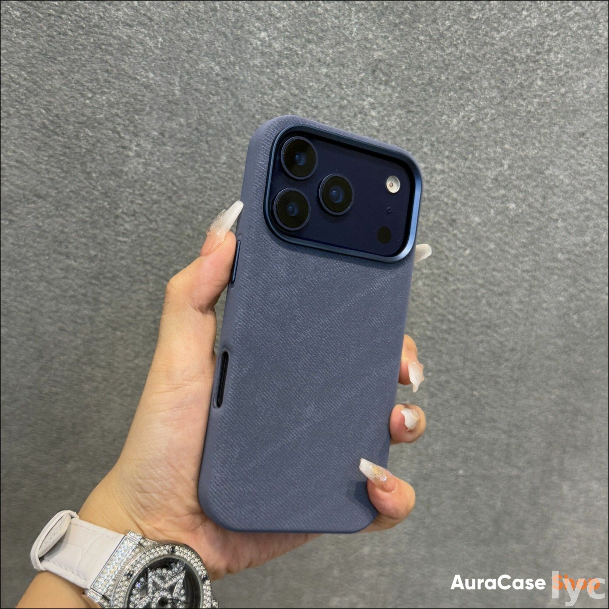 Чехол для iPhone 17 Pro Max с магнитным креплением MagSafe, фланелевая текстура, темно-синий цвет, защита камеры