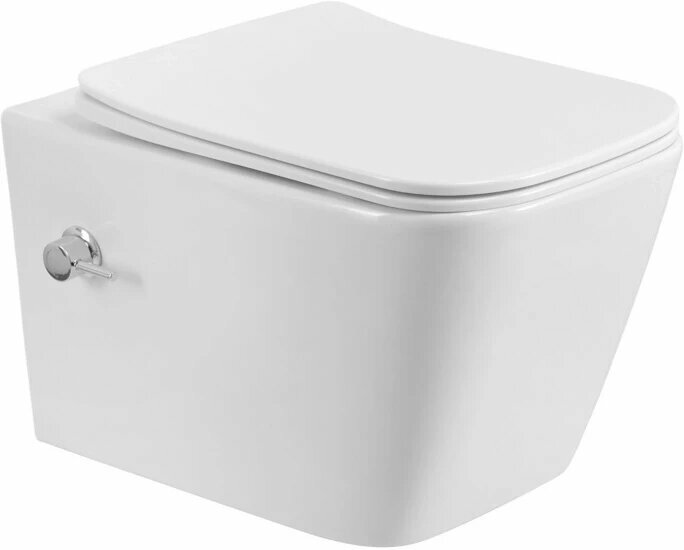 Унитаз подвесной BelBagno Kraft BB7106CH-TOR-BS/SC безободковый, с функцией биде, торнадо, с сиденьем микролифт, белый