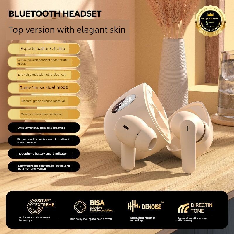 Беспроводные наушники Bluetooth с Dolby Atmos, шумоподавлением, Bluetooth 5.4 и 40-часовой батареей — Деликатный