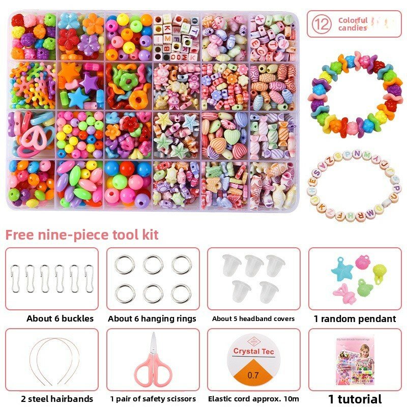 Детский набор для нанизывания бусин с пластиковыми материалами для развития мелкой моторики радарбоу конфета