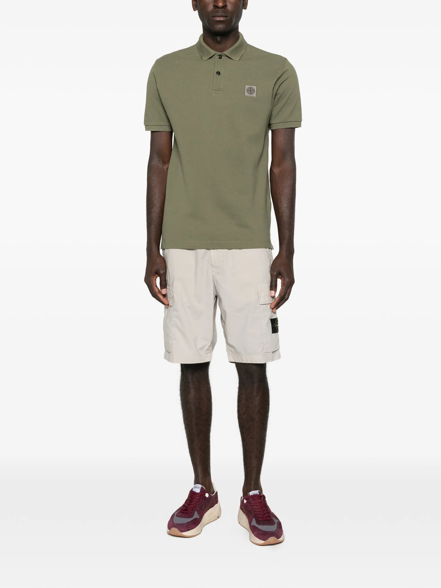 Рубашка Stone Island Button logo-patch polo shirt, размер XL, зеленый, — фото 1