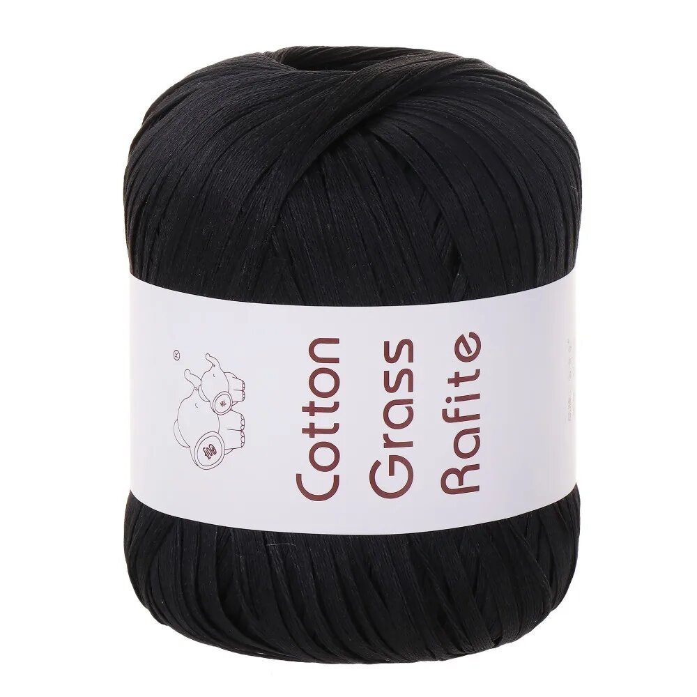 Черная рафия пряжа Cotton Grass Rafite 102 м