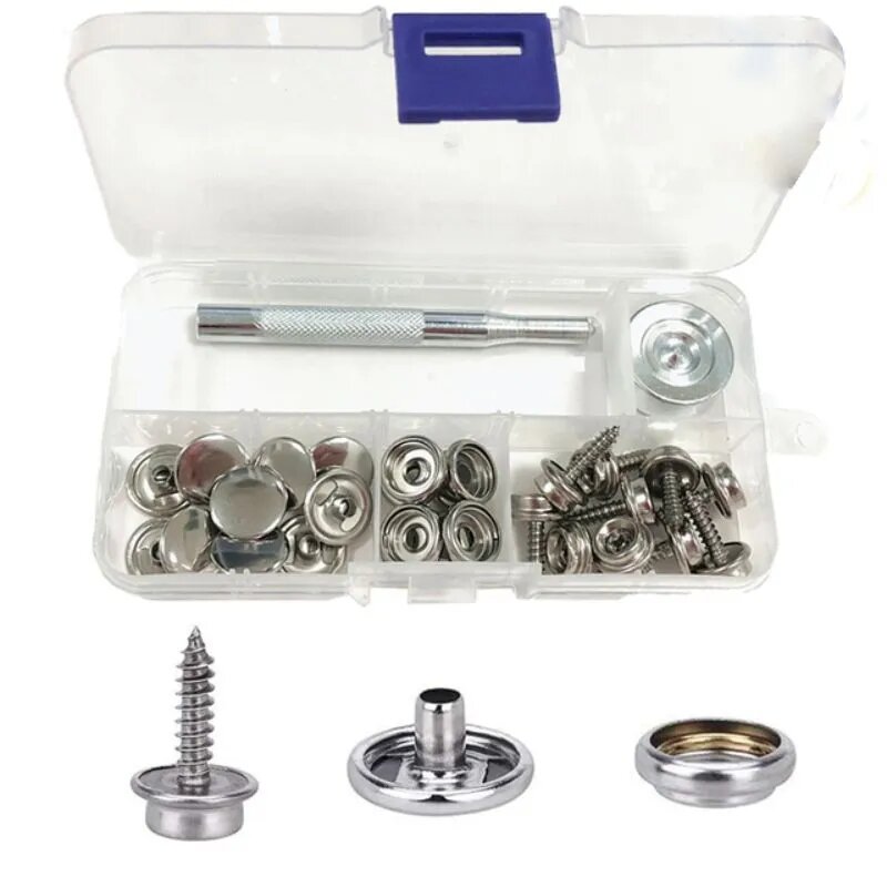 10 комплектов 15 мм брезента Пуговиц, кнопка из нержавеющей стали, аксессуары для тентов, с инструментом для установки.