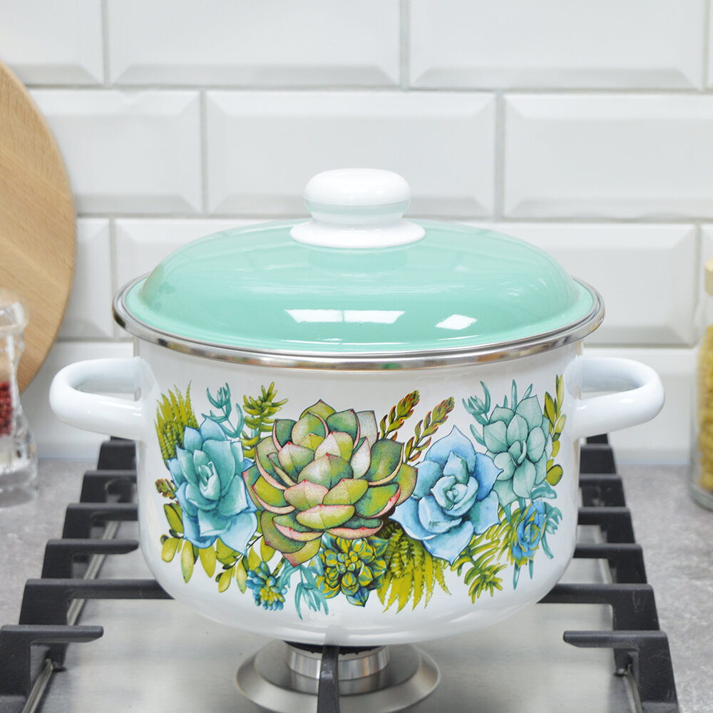 Кастрюля 4л "Монантес", сталь с эмалированным покрытием, индукционное дно, с крышкой