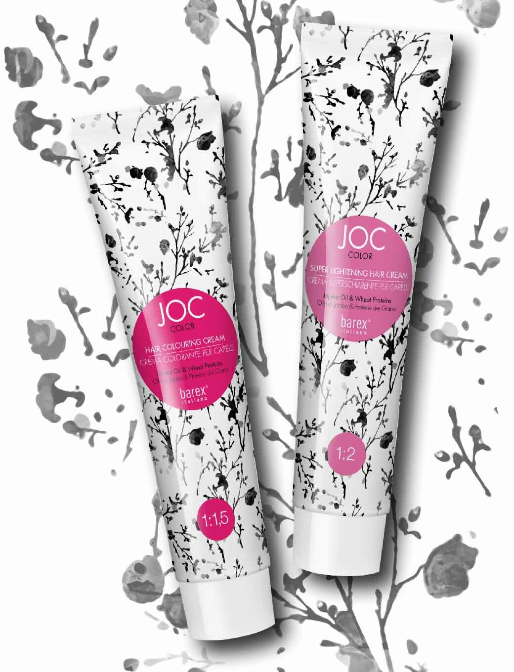 BAREX Краска JOC COLOR с маслом жожоба и протеинами пшеницы 12.75 экстра платиновый блондин фиолетовый махагоновый 100мл