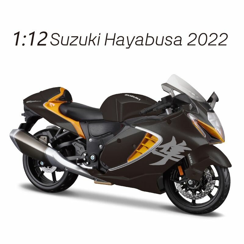 Машинки металлические Maisto 1:12 Suzuki Hayabusa 2022 оранжево-черный (с подставкой)