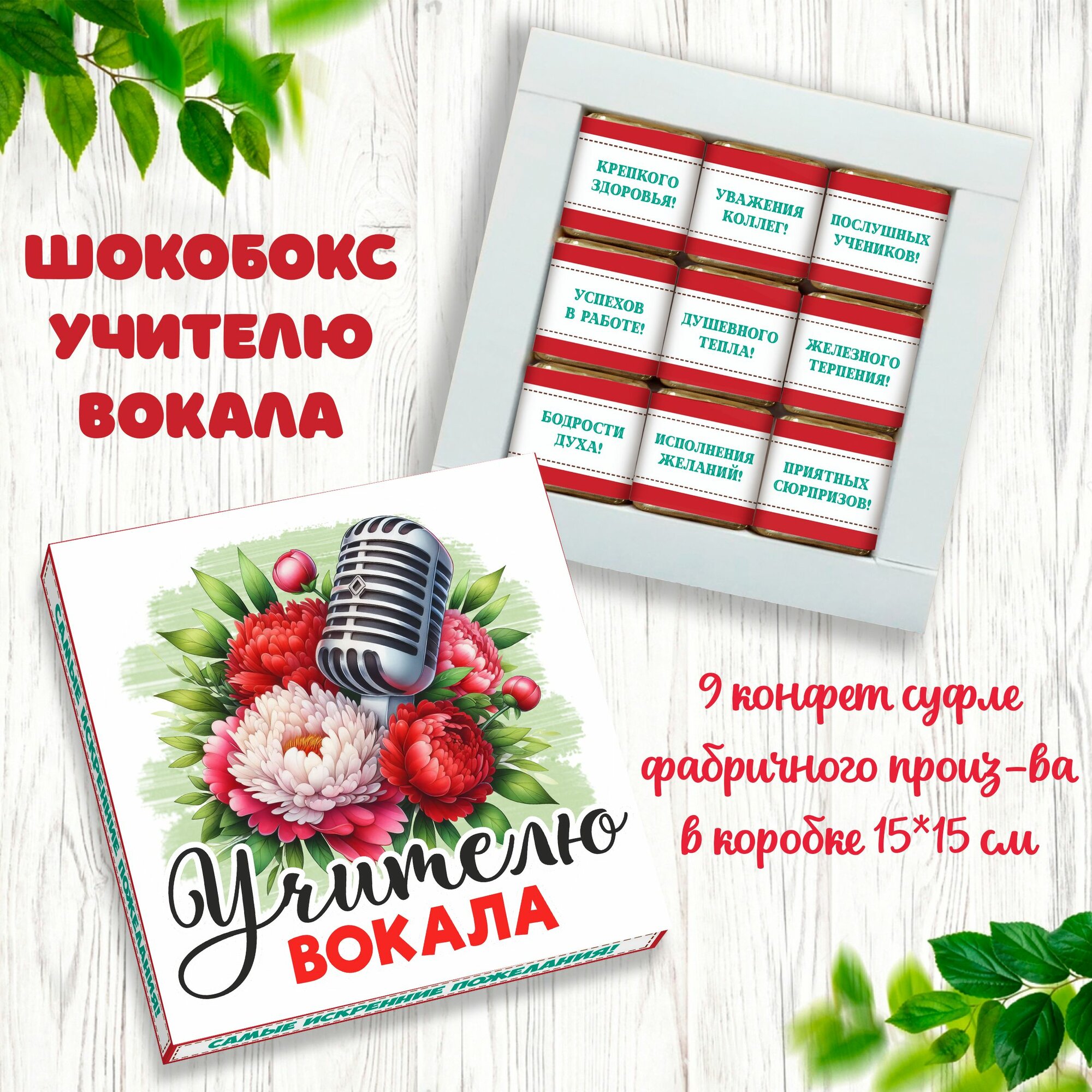 Шокобокс учителю вокала. подарочный набор конфет для учителя вокала. 9 конфет. 1 коробка