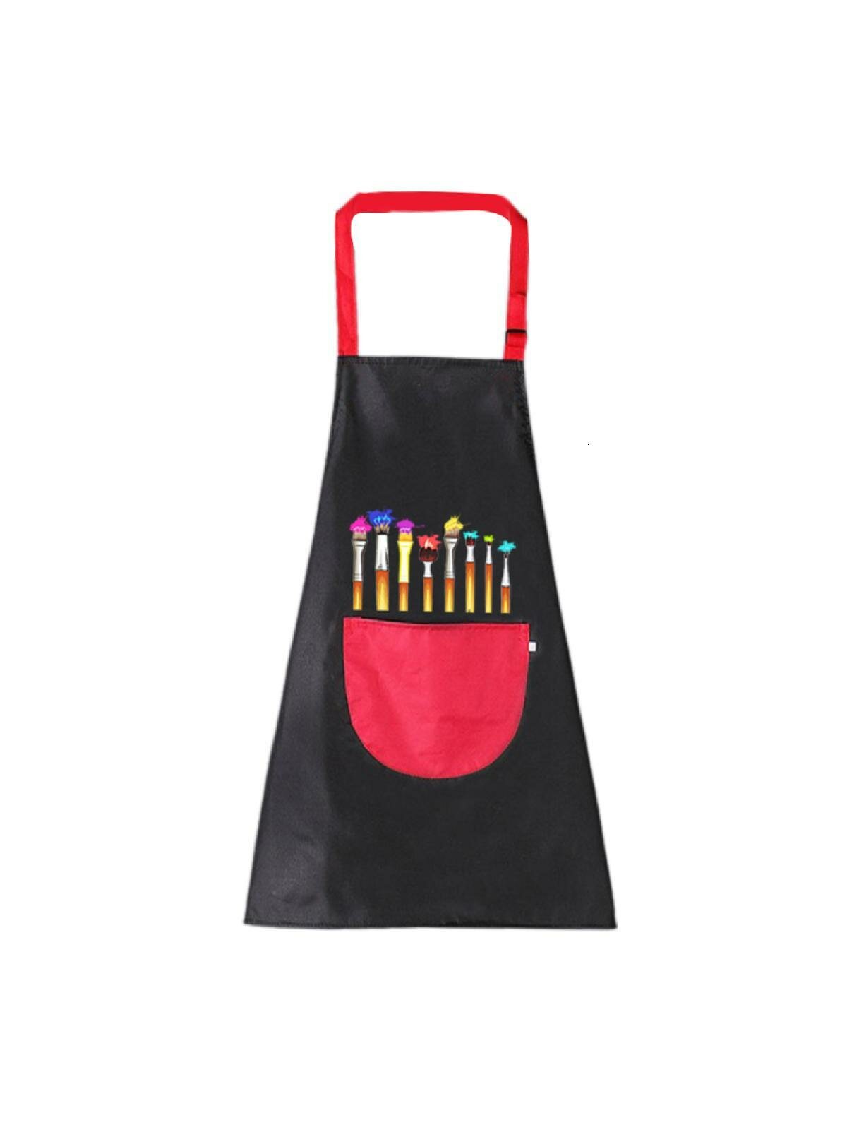 Детский фартук для творчества, Черно-красная кисть - маленький