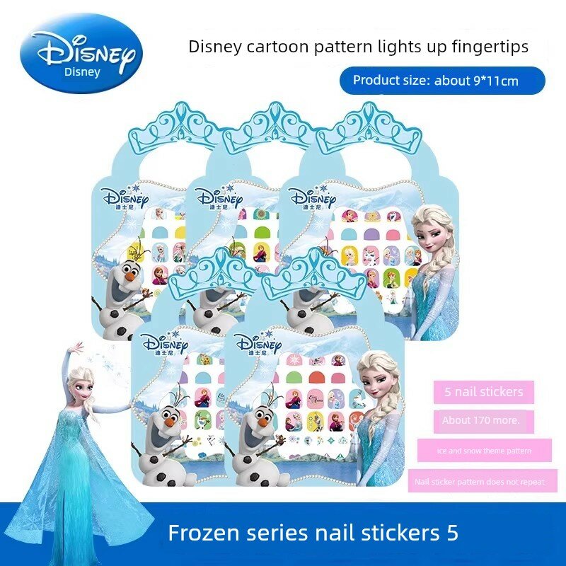 Наклейки для ногтей Frozen для детей, наклейки с принцессой Эльзой и My Little Pony, светящиеся наклейки для маникюра
