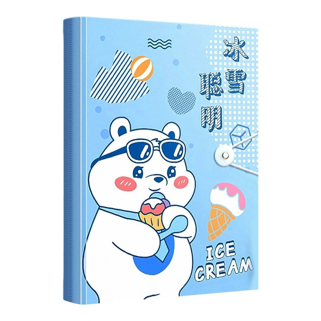 Папки-вкладыши для документов, Синий белый медведь - 30 страниц