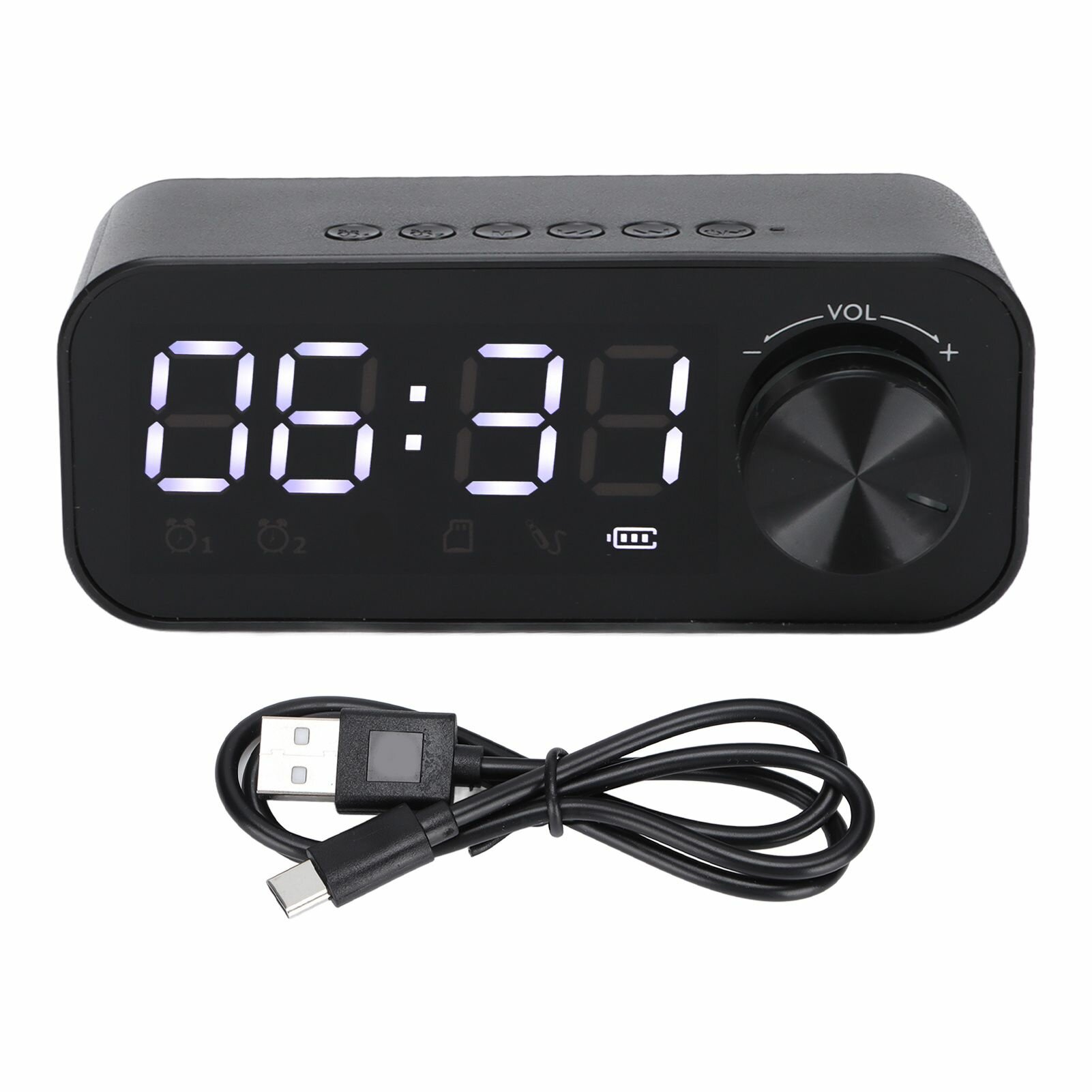 Bluetooth-колонка B126 с будильником, радио, черная