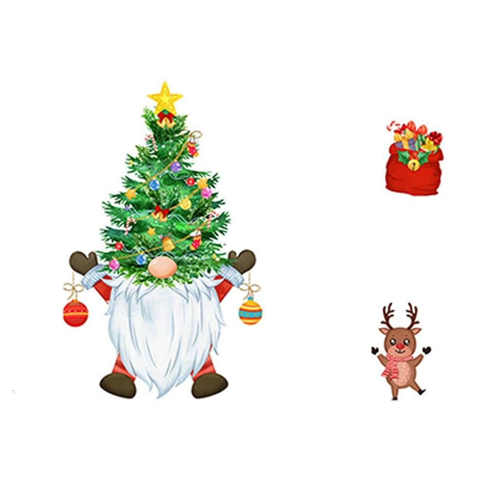 Новогодний набор наклеек для окон с двусторонним изображением, DJ4036