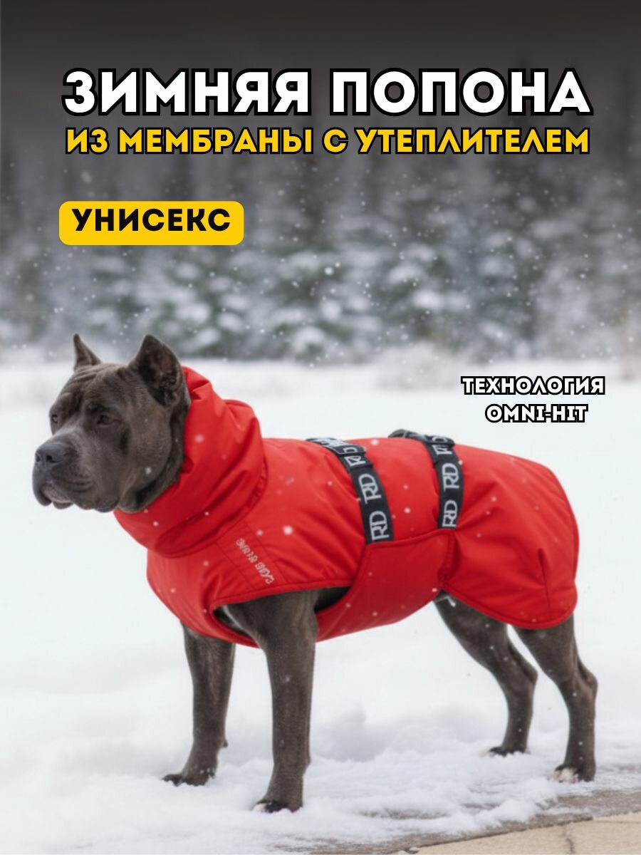 Попона утепленная для собак, размер 50 (3XL) , Красный