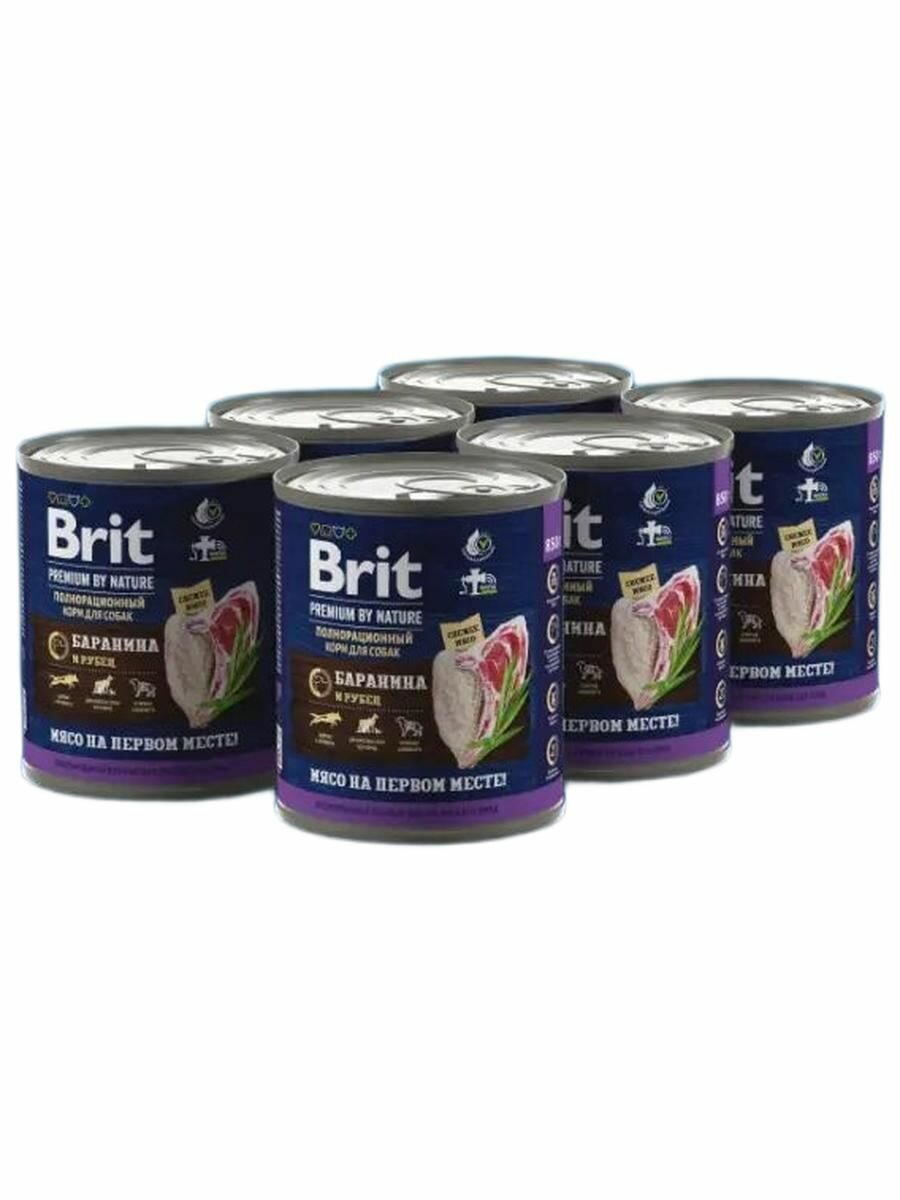Консервы для собак Brit Premium by Nature паштет с бараниной и рубцом, 6 шт х 850 гр