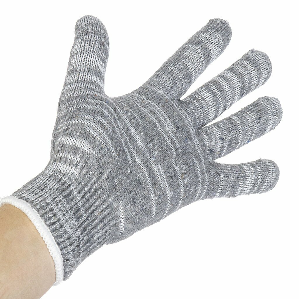 Перчатки полушерстяные Золотая перчатка, двойные утепленные, серо-белые, размер XL, для сада и стройки, 1 пара