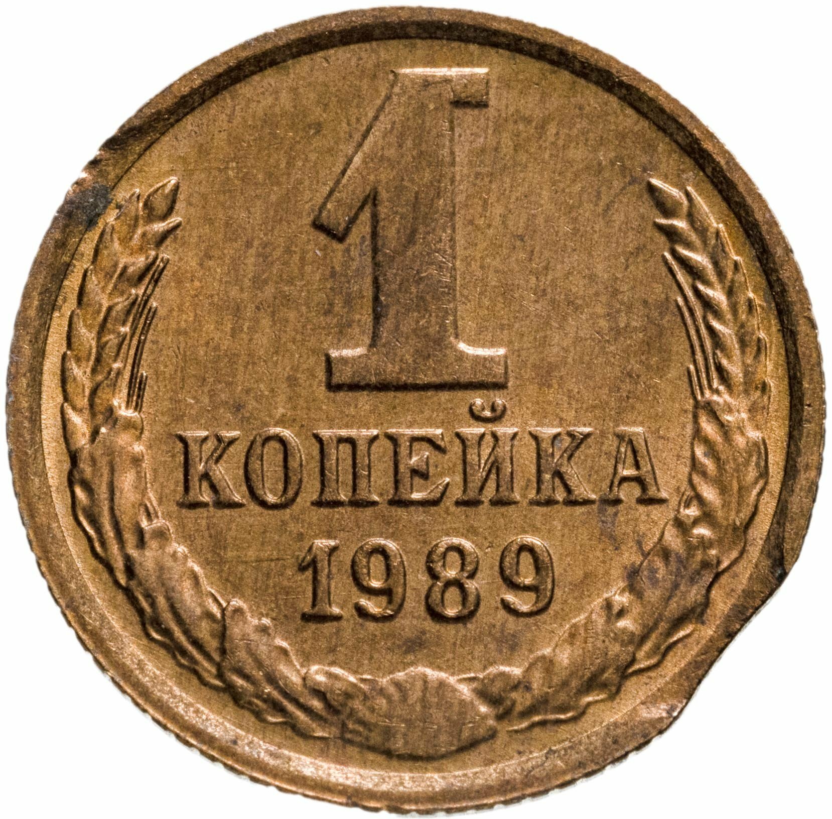 1 копейка 1989, Латунь, в сохранности AU