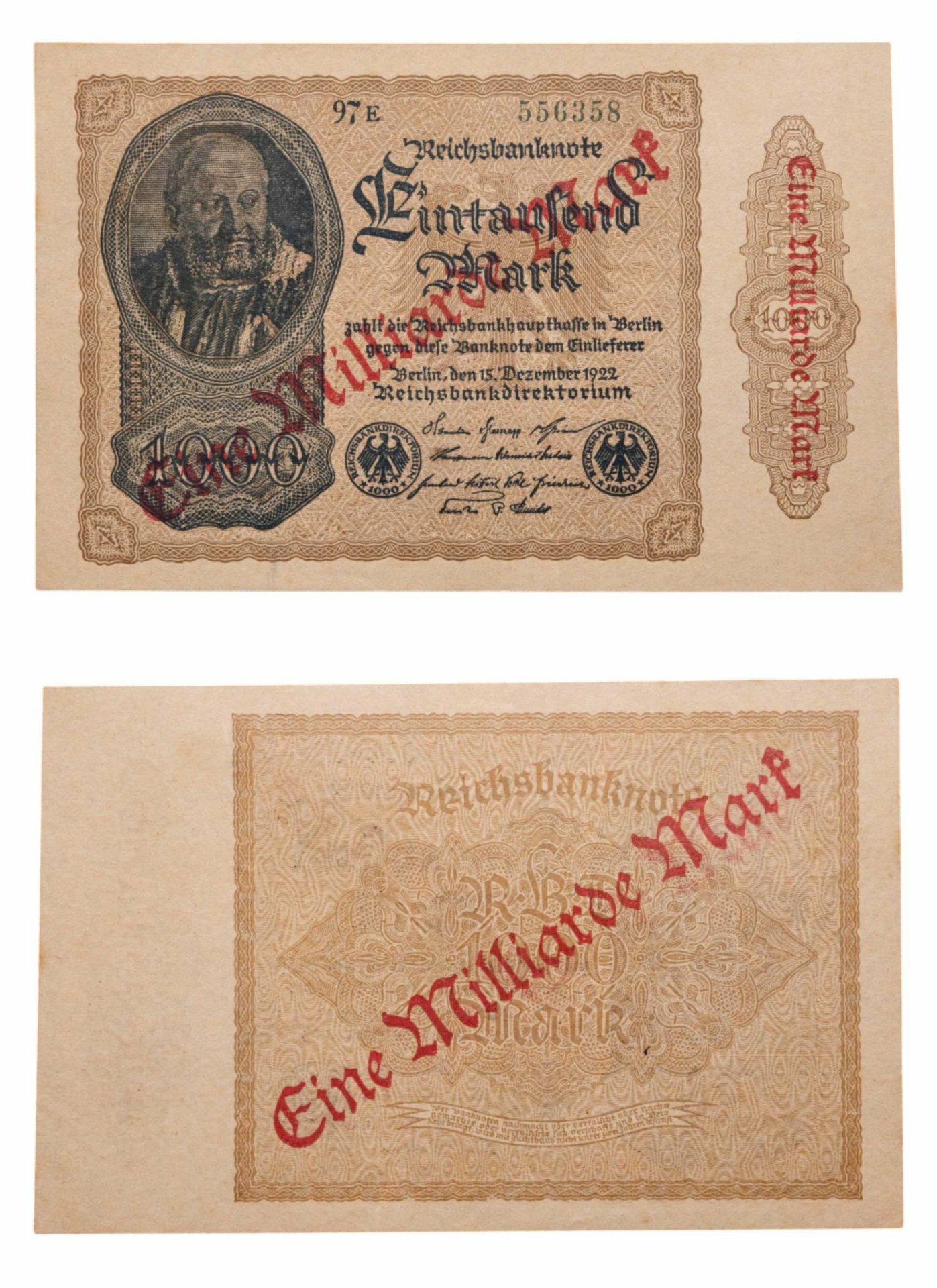 Германия 1000000000 марок 1923 на 1000 марок 1922