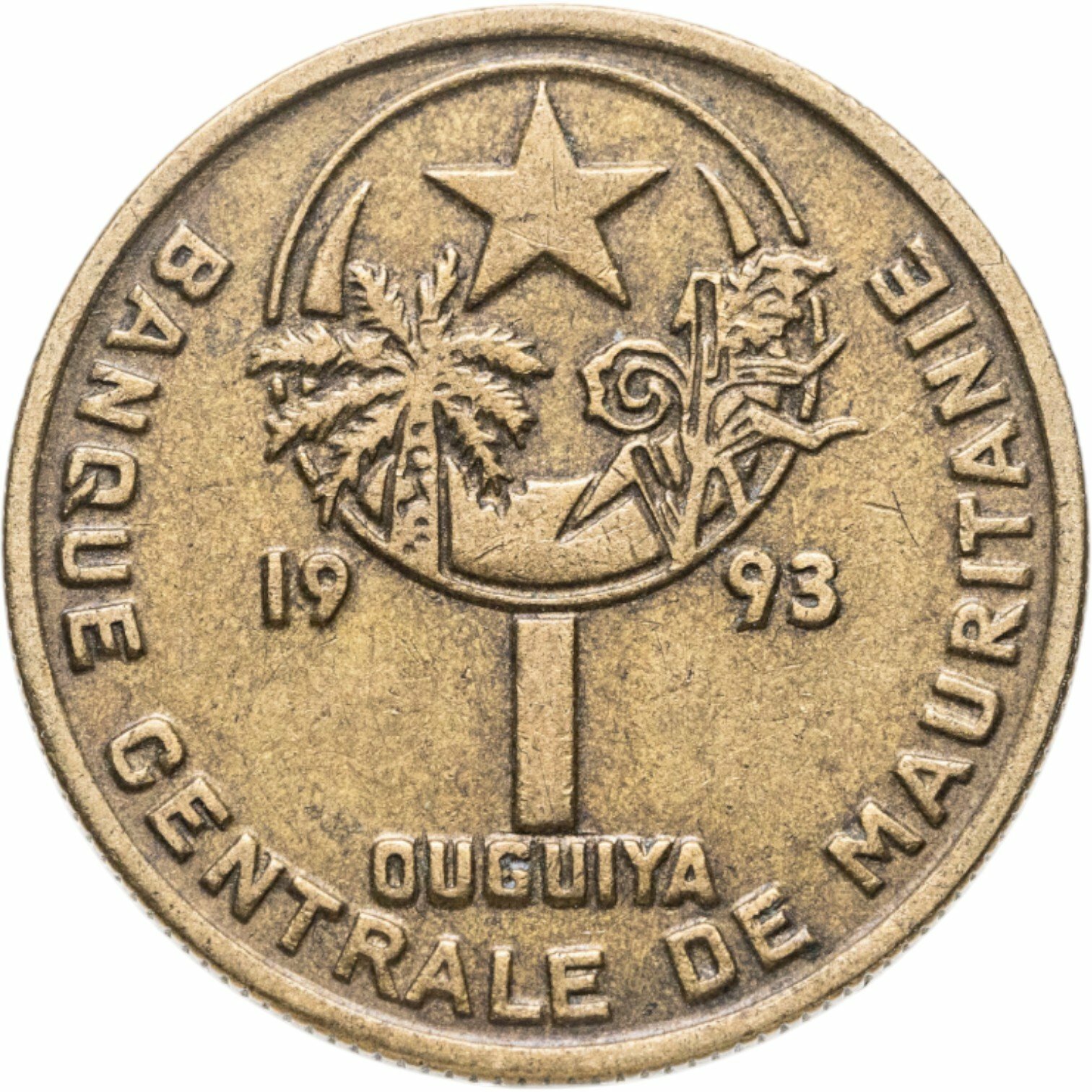 Мавритания 1 угия ouguiya 1993, Бронза, в сохранности XF-AU