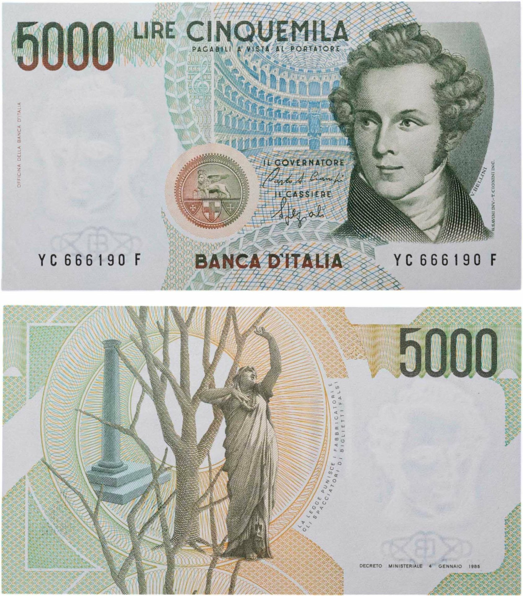 Италия 5000 лир 1985