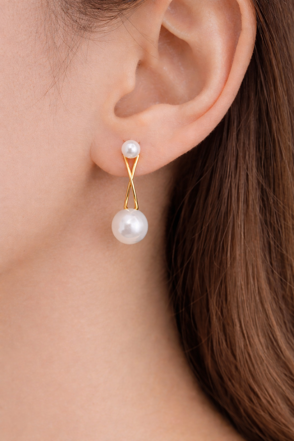 Серьги с подвесками, пусеты, жемчуг имитация