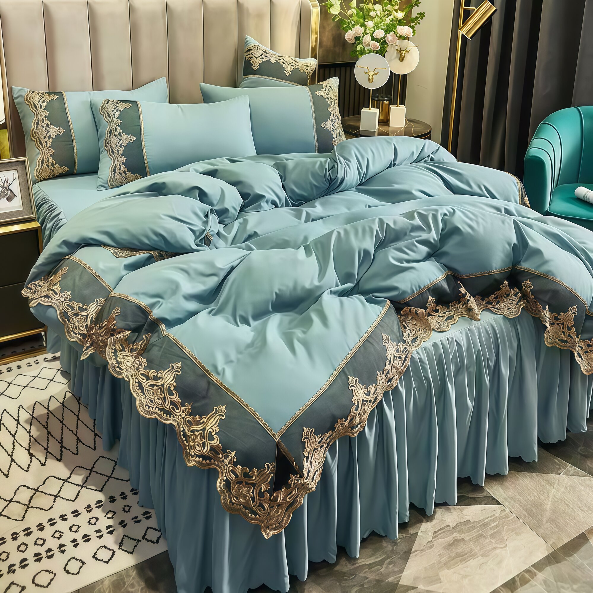 Покрывало с наволочками, Волокно с размерами: 180 см х 220 см