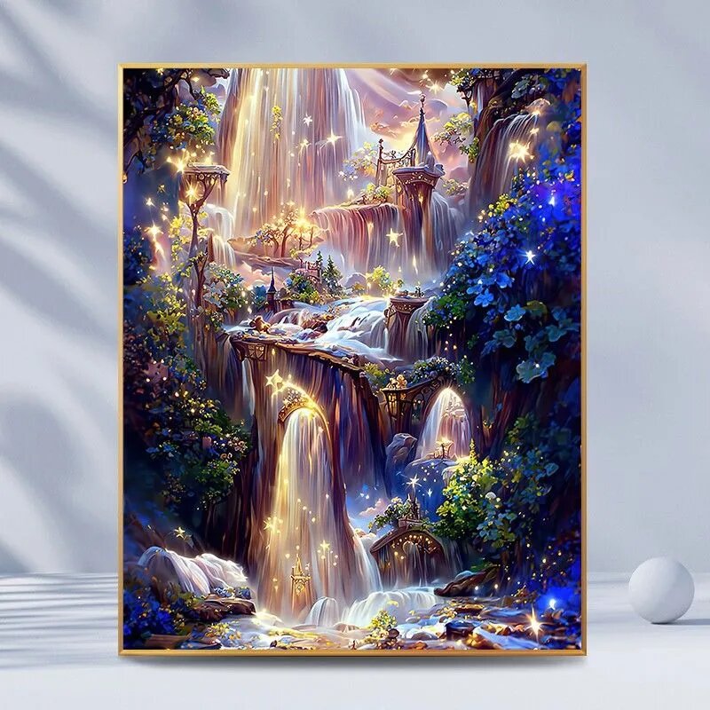 Алмазная мозаика "Водопад звездного неба"40*50cm(без подрамника, без рамки)