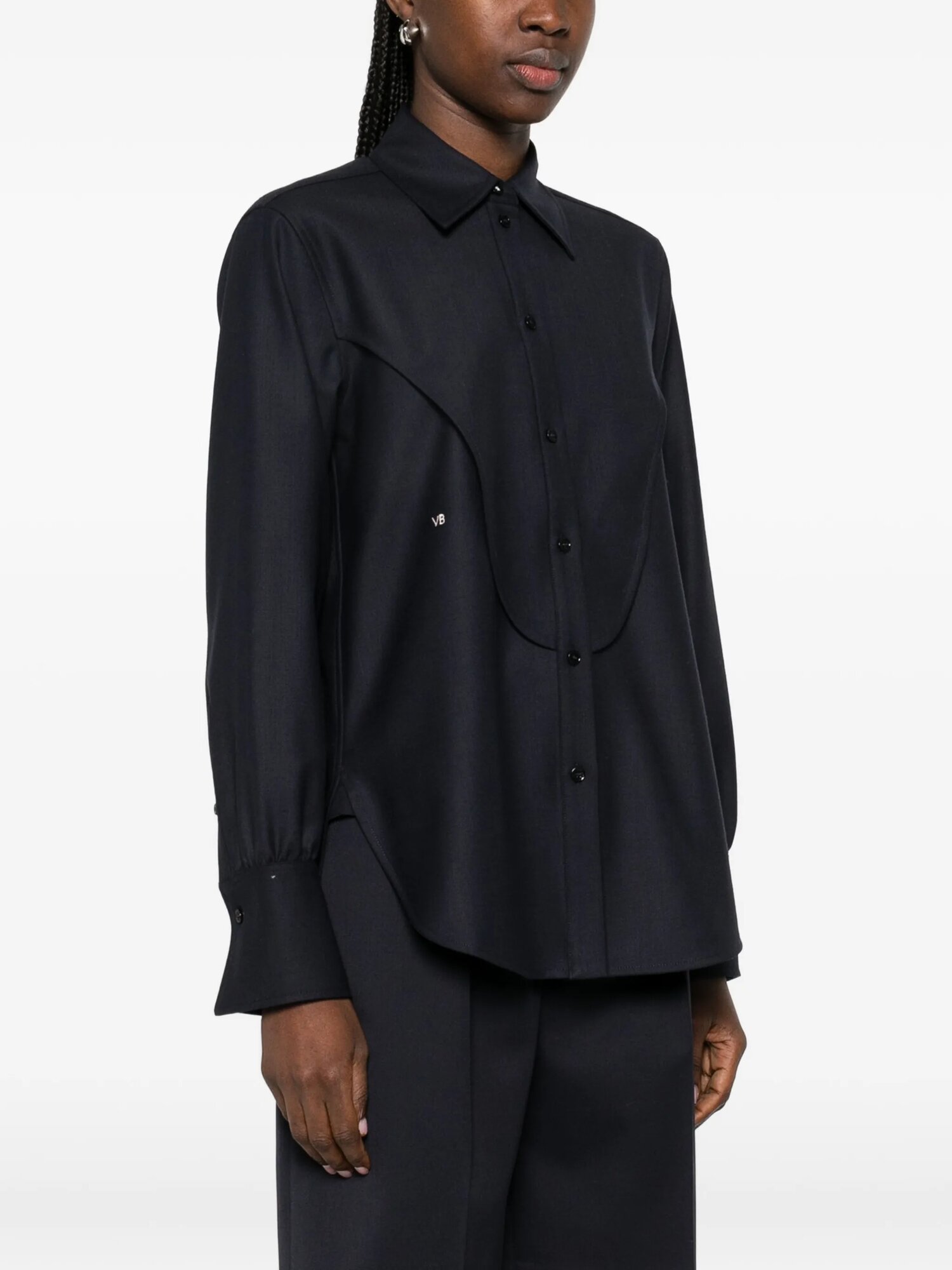 Топ Victoria Beckham Yoke top, размер 12, синий — фото 1