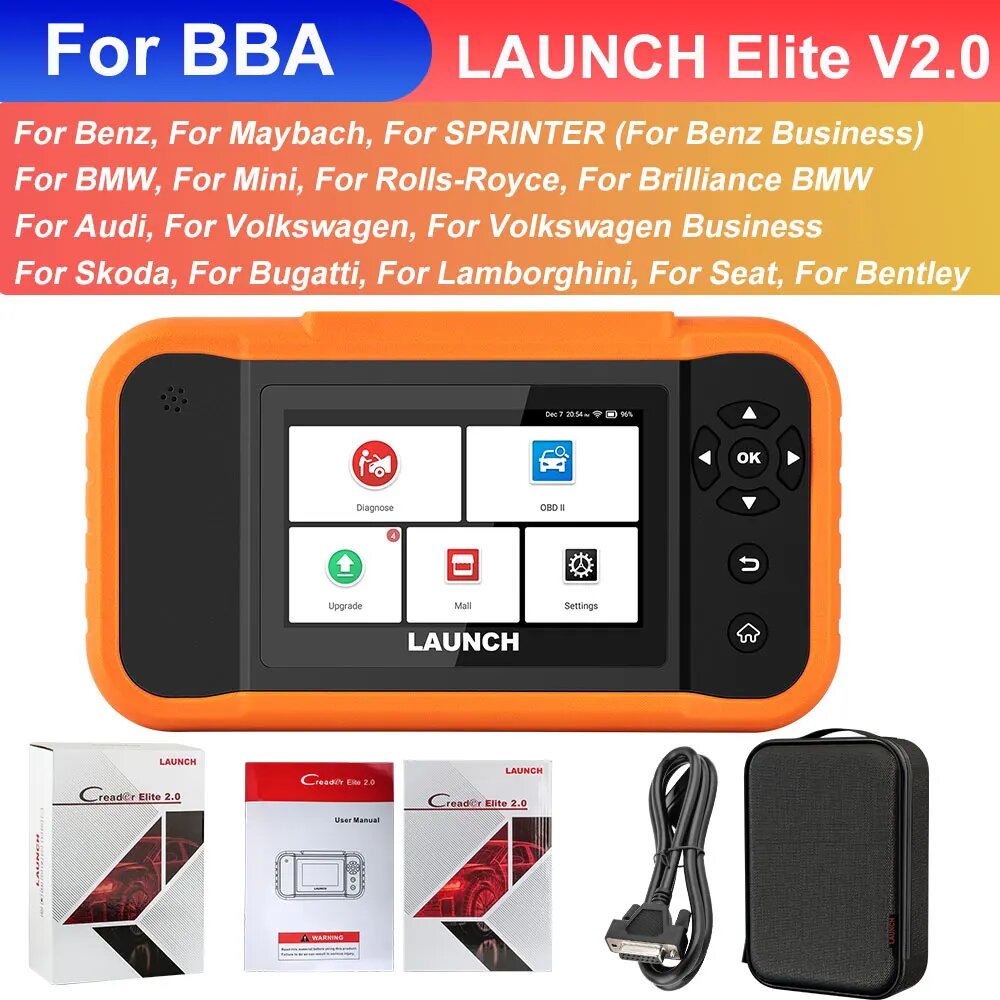 LAUNCH X431 Creader Elite 2.0 BBA ECU Кодирование двунаправленное для BMW, Benz, Audi Русский автомобильный диагностический инструмент Авто obd сканер Пожизненное бесплатное обновление