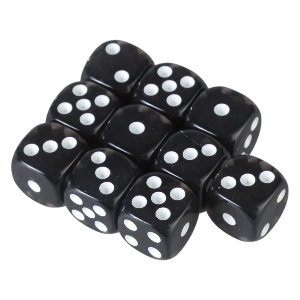 10шт 16 мм Акриловые Кости Черные Прозрачные 6-Сторонние Кости Казино Игра В Покер Бар Вечерние Кости Детская Настольная Игра Игрушка