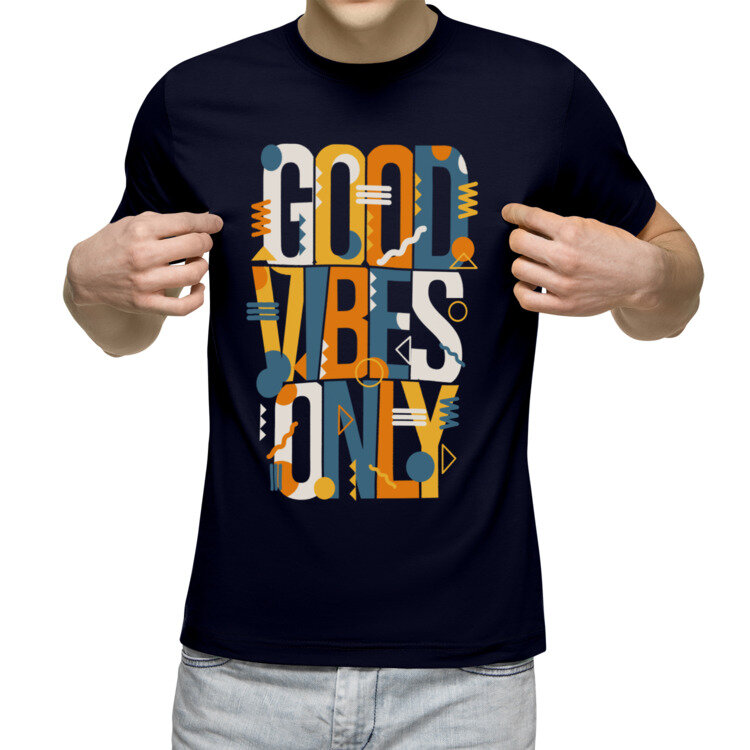 Мужская футболка «Good Vibes Only» (темно-синий, M)