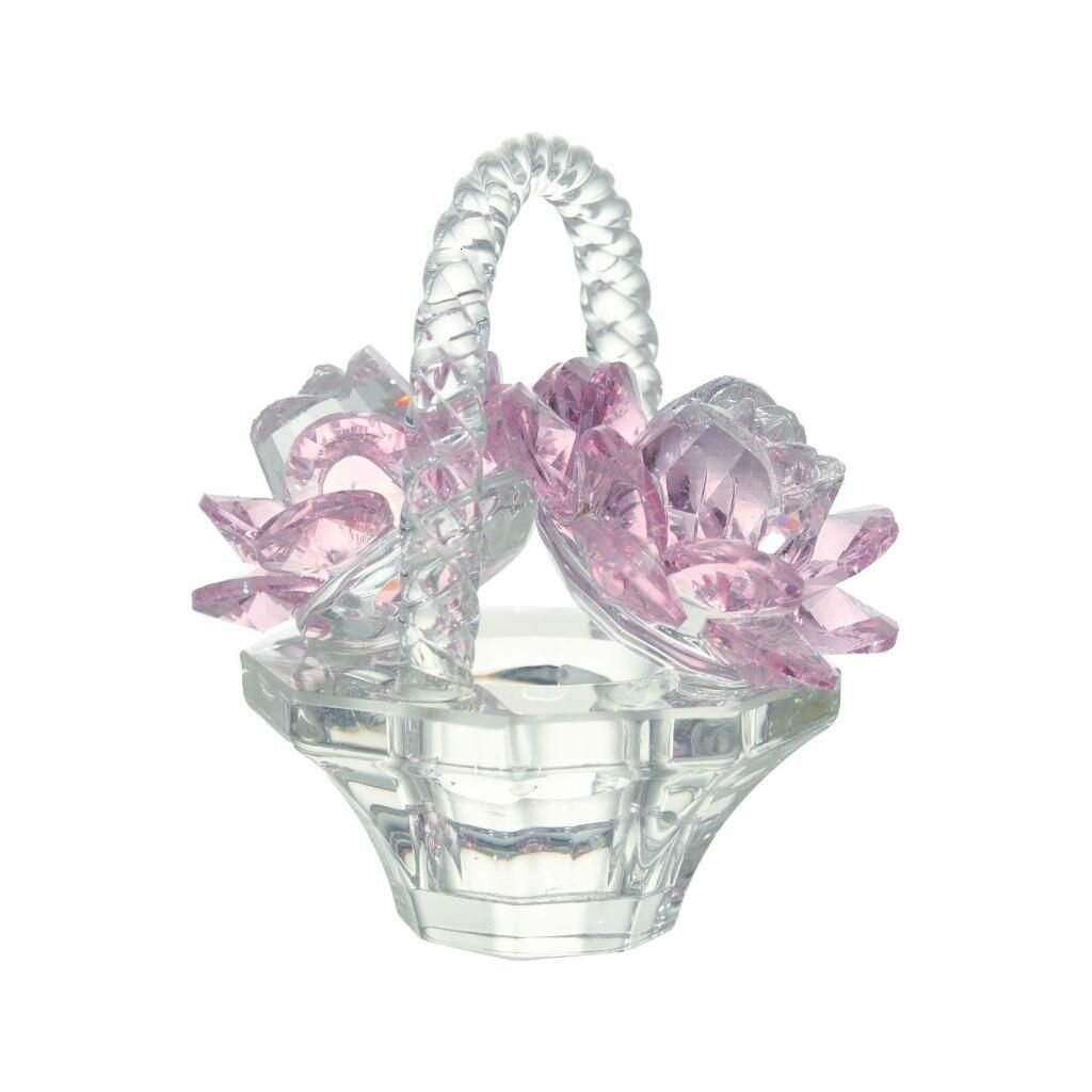 Корзина с розами из хрусталя, Розовый