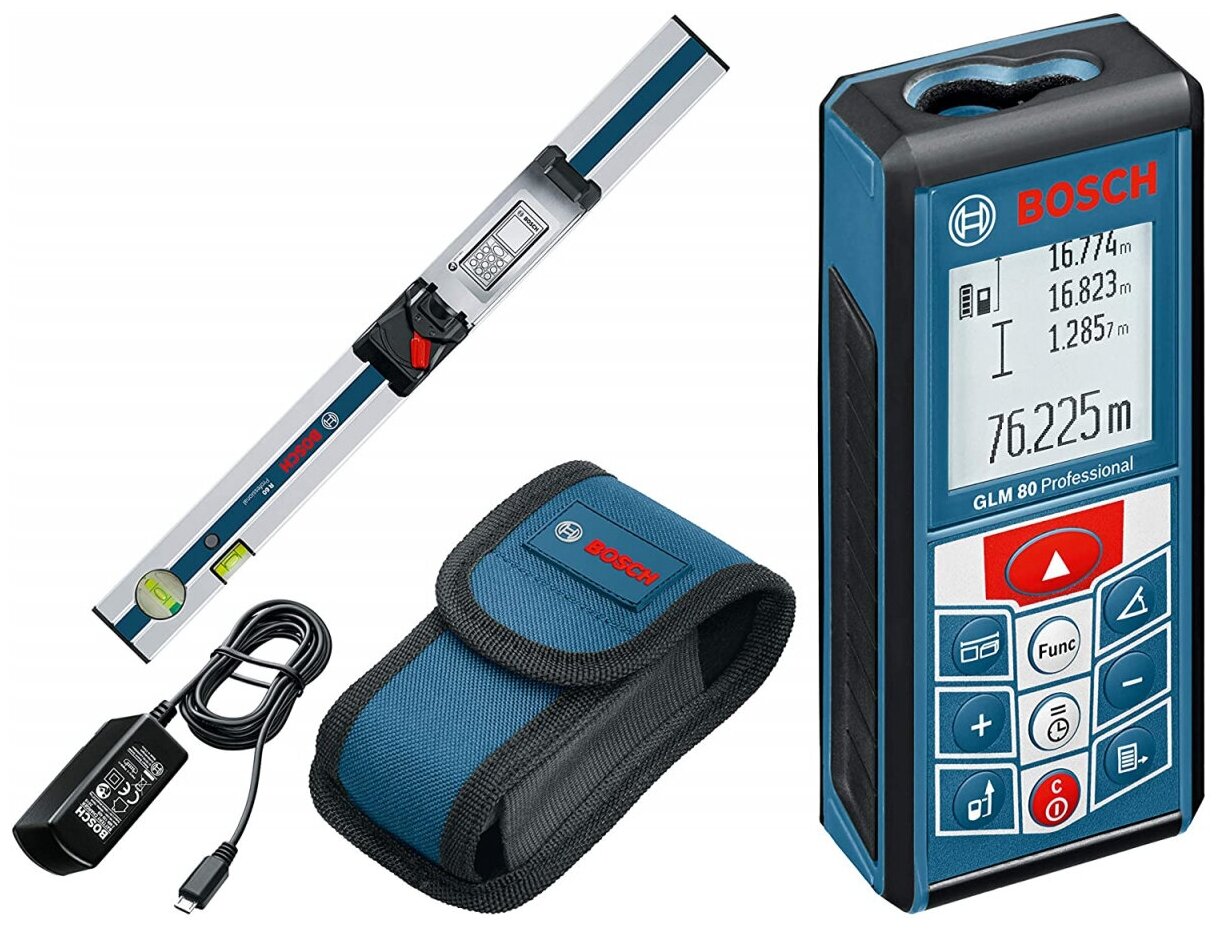 Лазерный дальномер Bosch GLM80+R60, с линейкой, точность ±1,5мм, дальность 80м