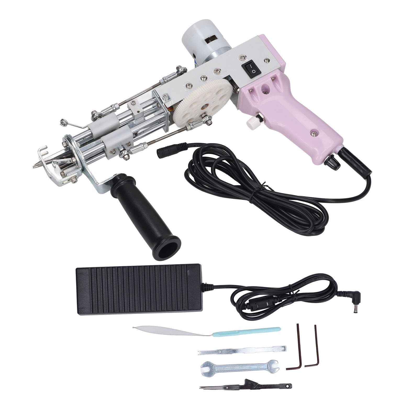Машинка для тафтинга ковров 2 в 1, ручная работа, регулируемая скорость, электрическая машинка для ковров, подходит для начинающих, 100–240 В, фиолетовая, вилка для Великобритании.