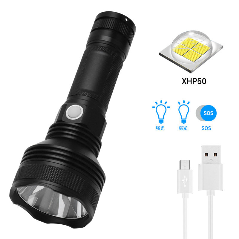 XHP50 2-е поколение мощный USB-заряжаемый фонарик с водонепроницаемым корпусом и 1 батареей 26620