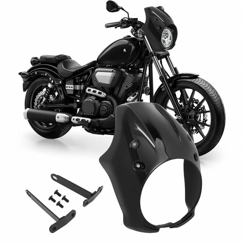 Кожух фары, арт. Мотоциклетная яркая черная передняя маска-обтекатель фары для Yamaha XVS 950 SPEC BOLT 950 2013-2022, 1 шт.