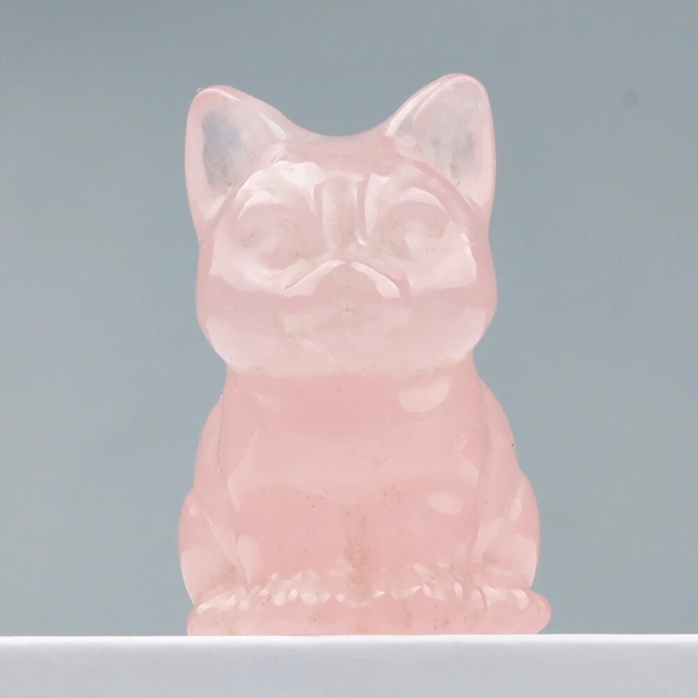 Фигурка кошки из тигрового глаза, розовый кварц rose quartz