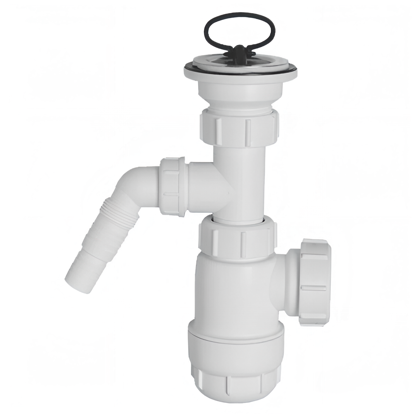 Сифон McAlpine MRW240WM, бутылочный, с отводом, серебристый, пластик, нержавеющая сталь