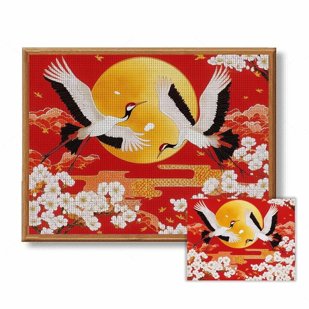 Набор для вышивания, 30x40 см, 25 цветов, 14ct, Небесные журавли