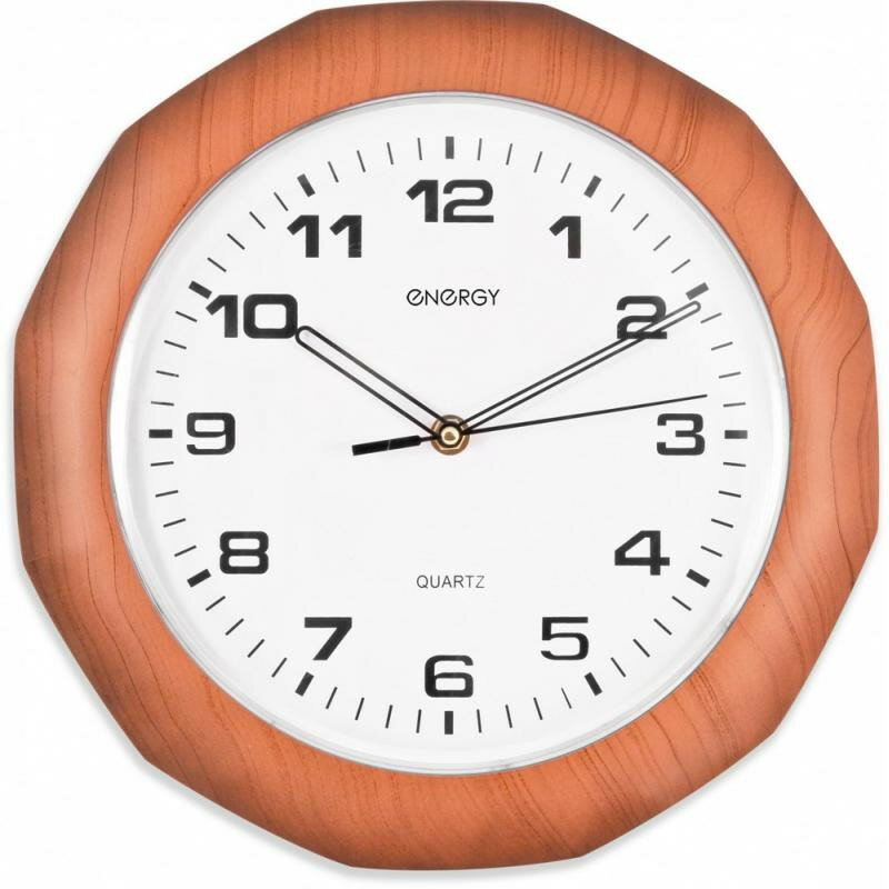 Часы настенные Energy "EC-15", многоугольные, плавный ход, арабские цифры, диаметр 30см
