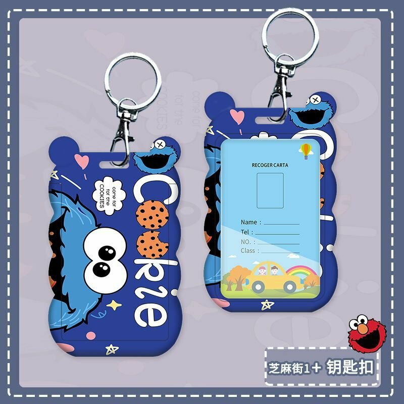 Держатель для карт с мультяшным Улицей Сезам, держатель для студенческого удостоверения, держатель для карт доступа в автобус и метро с шнурком для детского сада