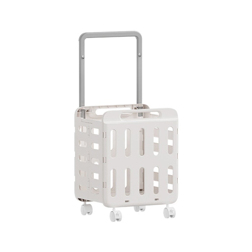 Корзина для грязного белья на полой тележке-белый-тележка типа B