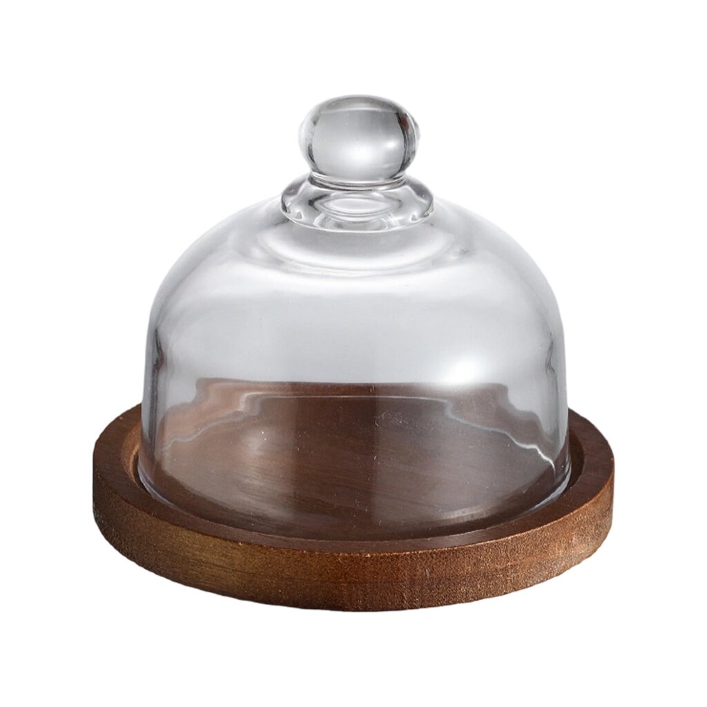 Деревянный стеклянный поднос для торта-цвет темного дерева