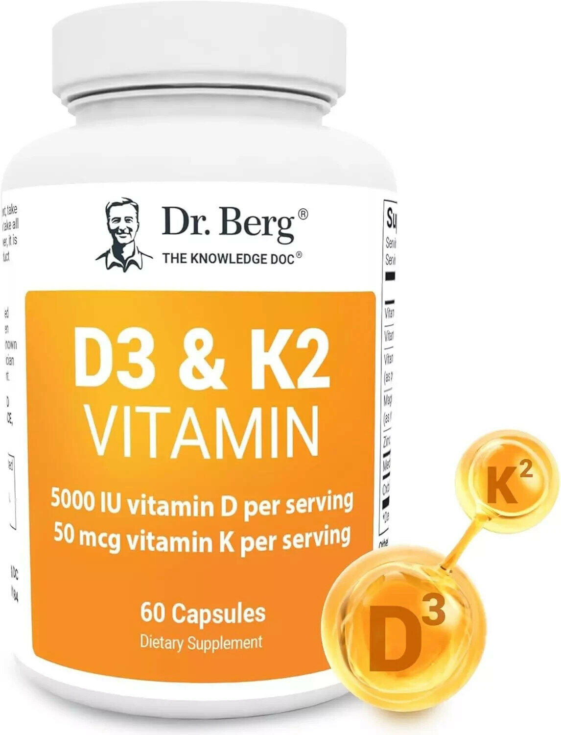 Dr. Berg - Vitamin D3+K2 - 5000 IU - 60 Softgels