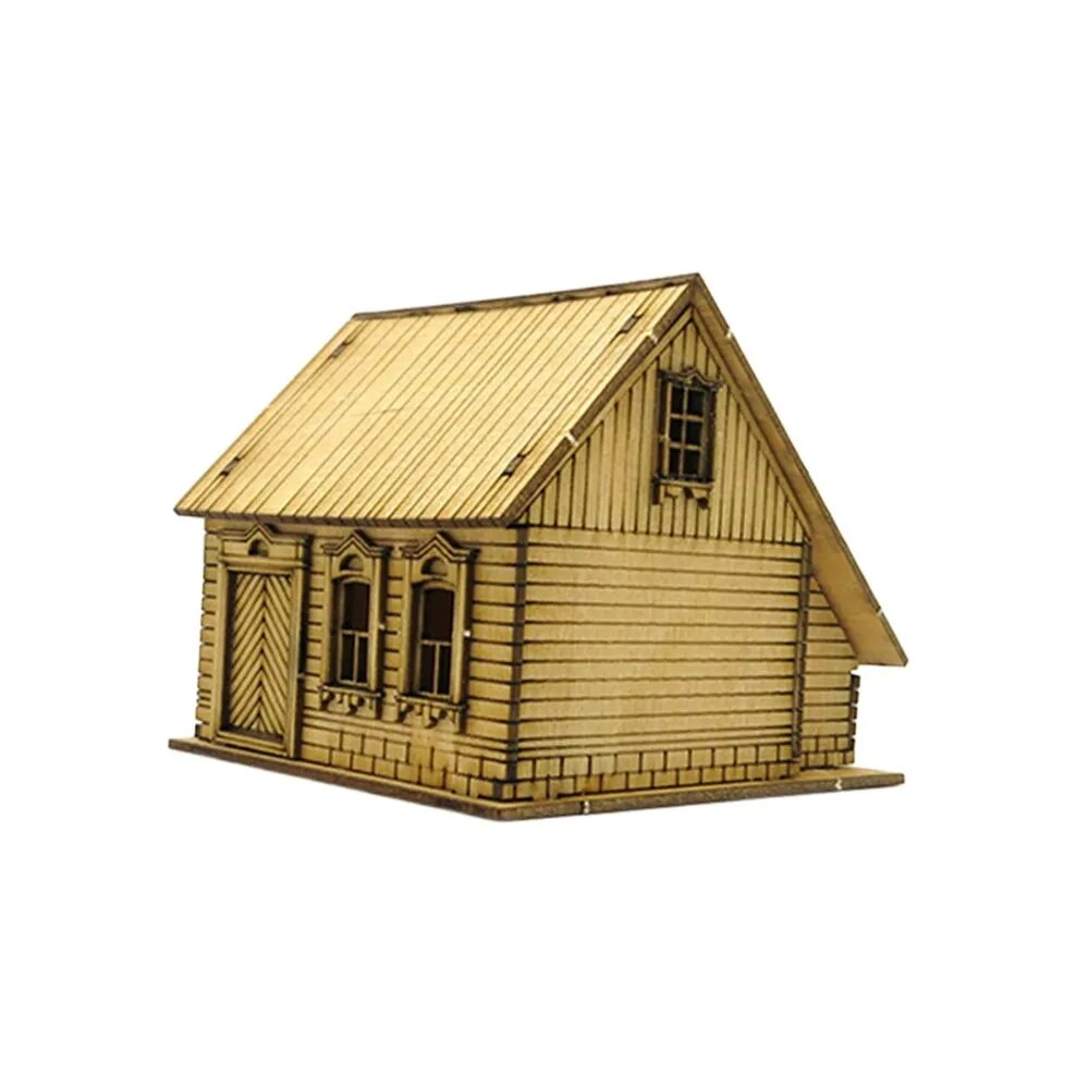 Модель деревянного европейского дома 1:72 для макета песочницы, архитектурная модель